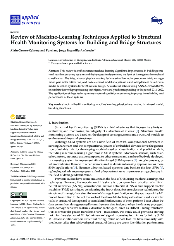 Pdf Review Of Machine Learning Techniques Applied To Structural