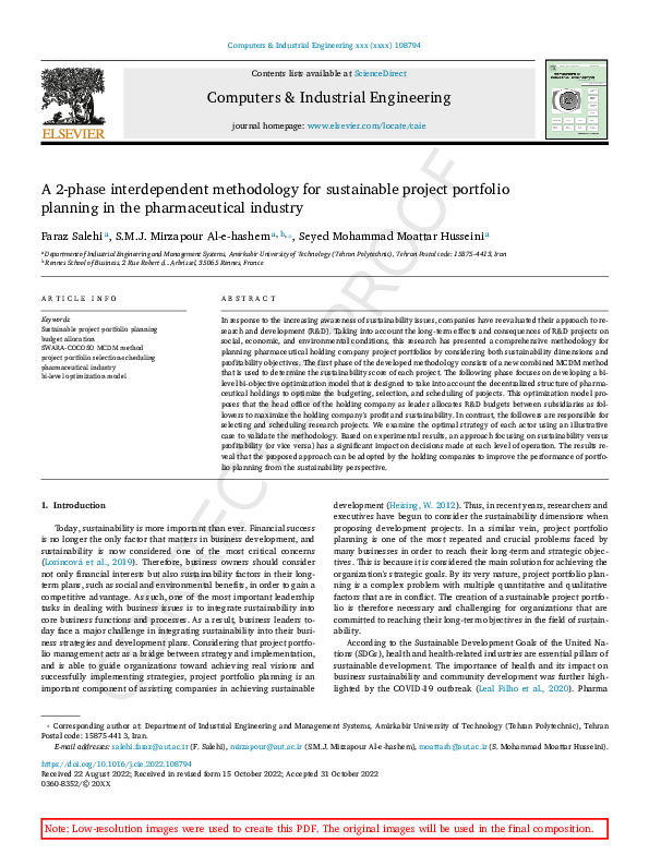 (PDF) A 2-phase interdependent methodology for sustainable project ...