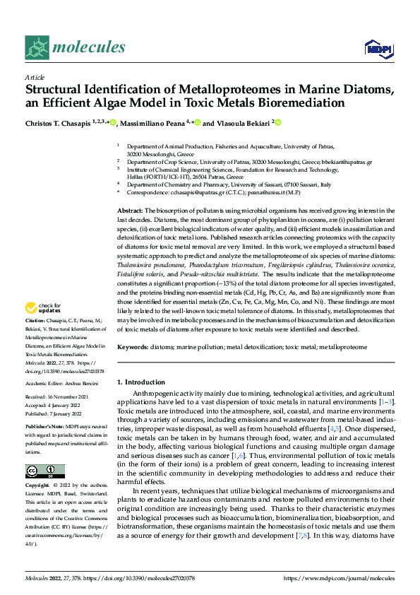 (PDF) Structural Identification of Metalloproteomes in Marine Diatoms ...