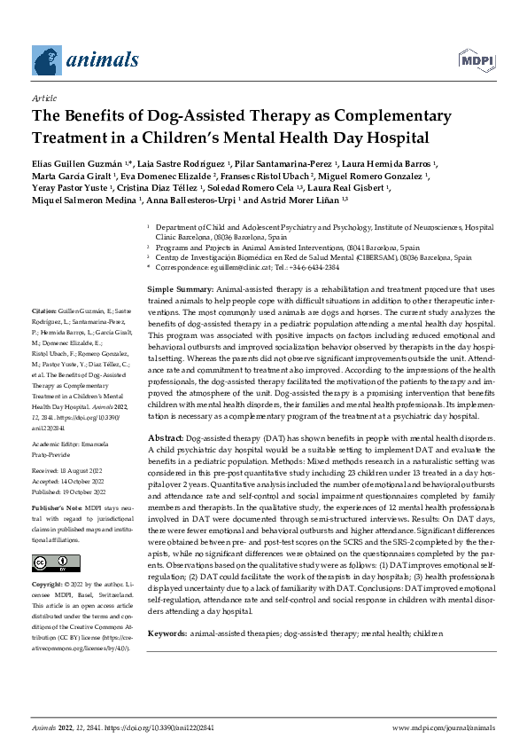 (PDF) The Benefits of Dog-Assisted Therapy as Complementary Treatment ...