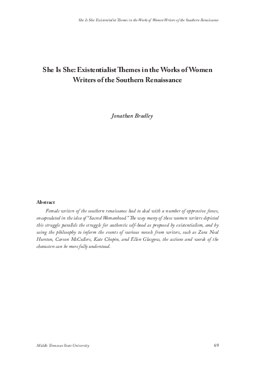 (PDF) She Is She: Existentialist Themes in the Works of Women Writers ...