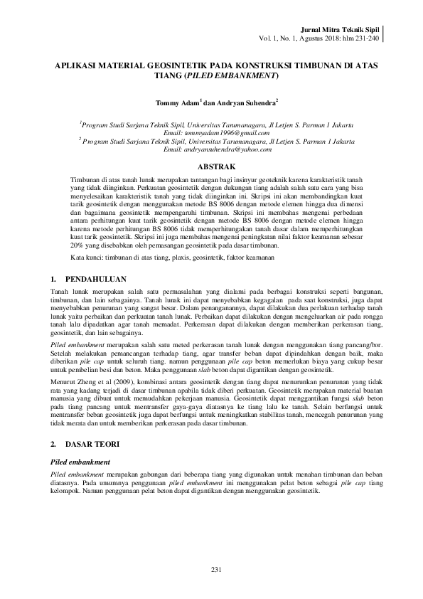 (PDF) Aplikasi Material Geosintetik Pada Konstruksi Timbunan DI Atas ...