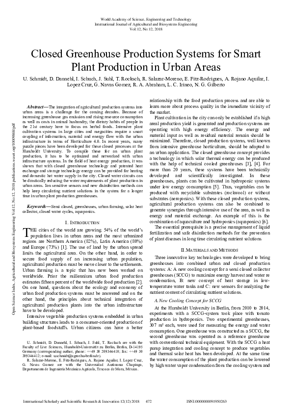 (PDF) Closed Greenhouse Production Systems for Smart Plant Production ...