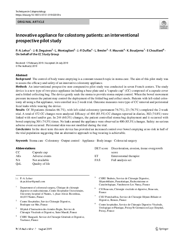(PDF) Innovative appliance for colostomy patients: an interventional ...