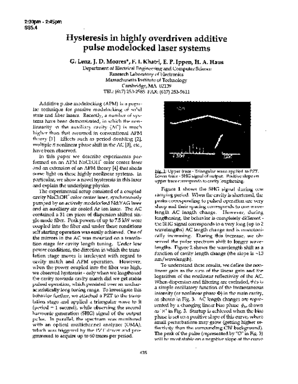 (PDF) Hysteresis in highly overdriven additive pulse modelocked laser systems