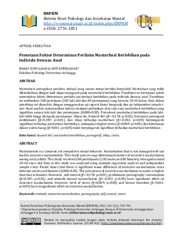 (PDF) Pemetaan Faktor Determinan Perilaku Masturbasi Berlebihan pada ...