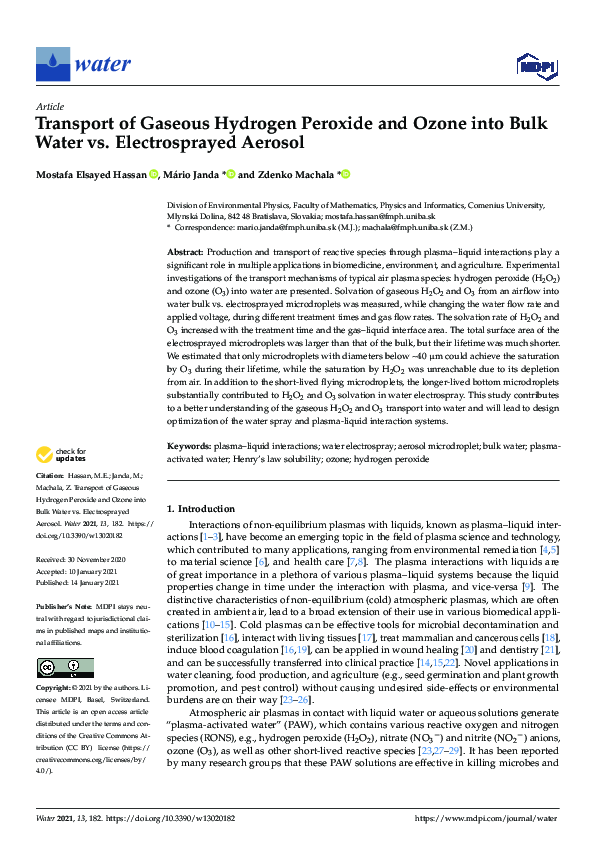 (PDF) Transport of Gaseous Hydrogen Peroxide and Ozone into Bulk Water ...