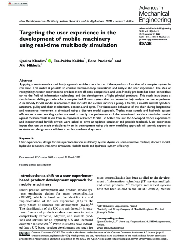 Pdf Targeting The User Experience In The Development Of Mobile Machinery Using Real Time