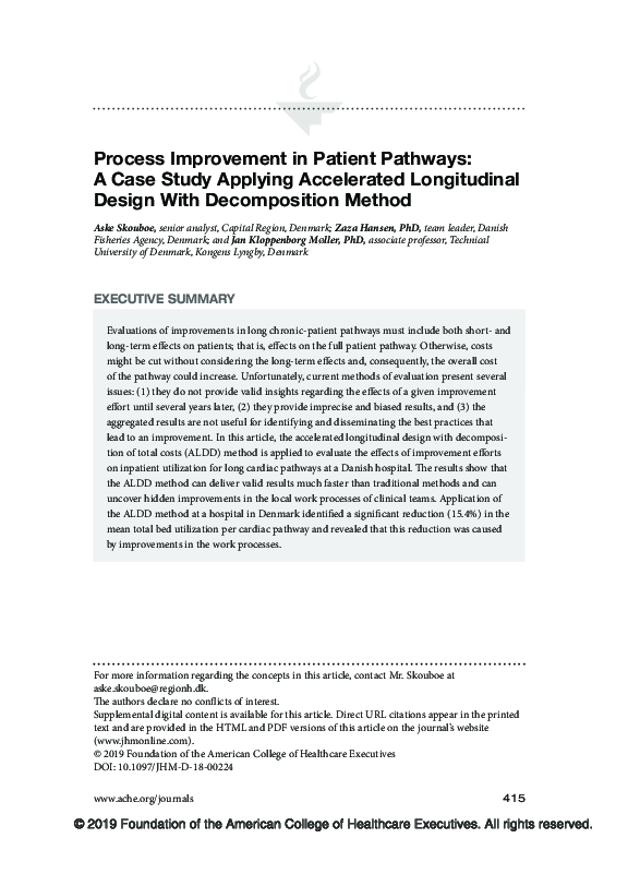 (PDF) Process Improvement in Patient Pathways