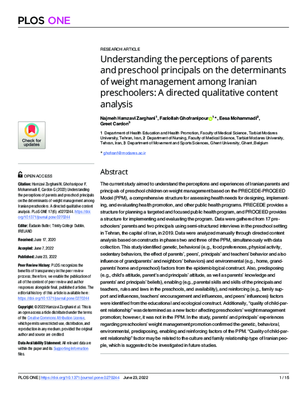 (PDF) Understanding the perceptions of parents and preschool principals on the determinants of ...