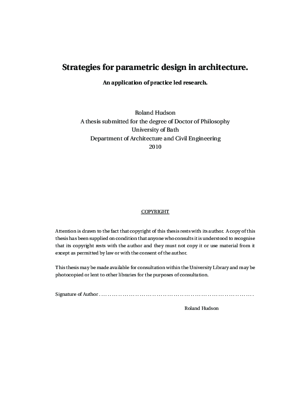(PDF) Strategies for Parametric Design in Architecture | Ar Ajinkya ...