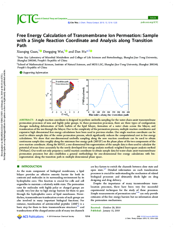 (PDF) Free Energy Calculation of Transmembrane Ion Permeation: Sample ...