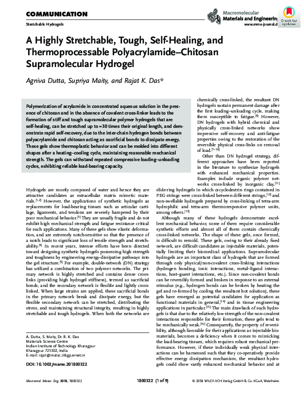 (PDF) A Highly Stretchable, Tough, Self‐Healing, and Thermoprocessable ...