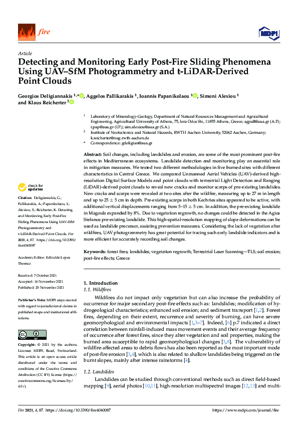 (PDF) Detecting and Monitoring Early Post-Fire Sliding Phenomena Using UAV–SfM Photogrammetry ...