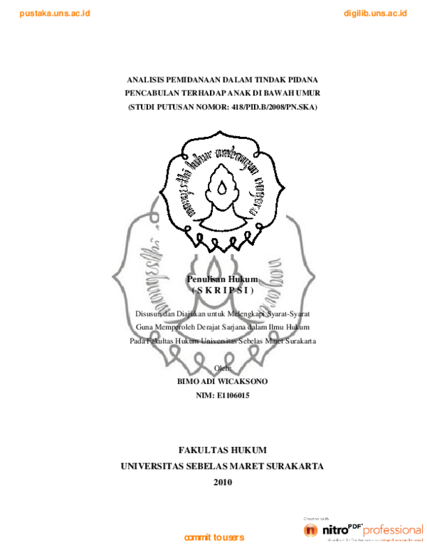 (PDF) Analisis Pemidanaan Dalam Tindak Pidanapencabulan Terhadap Anak DI Bawah Umur(Studi ...