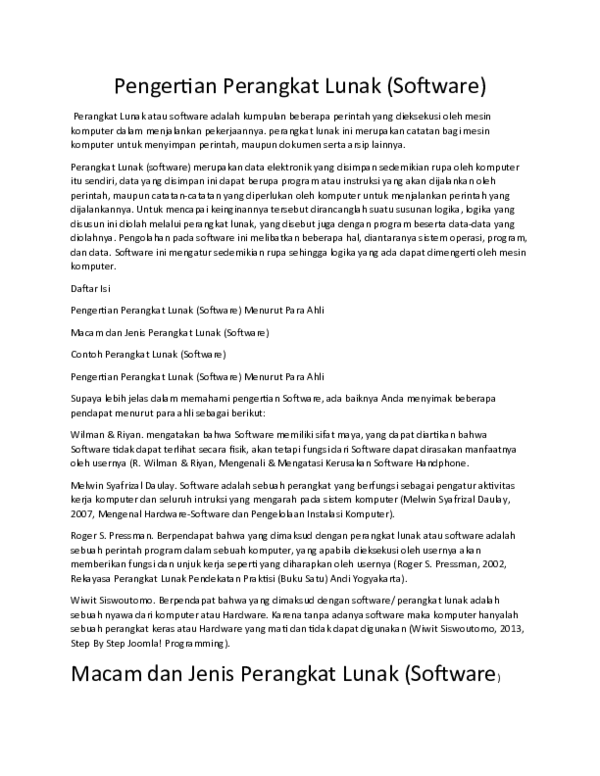 (DOC) Pengertian Perangkat Lunak (Software