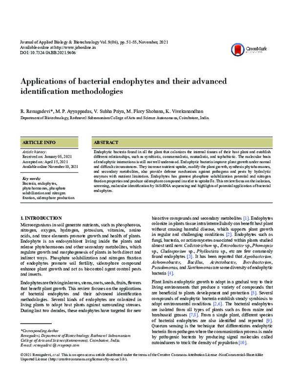 (PDF) Applications of bacterial endophytes and their advanced ...