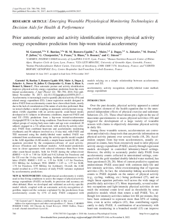 (PDF) Prior automatic posture and activity identification improves physical activity energy ...