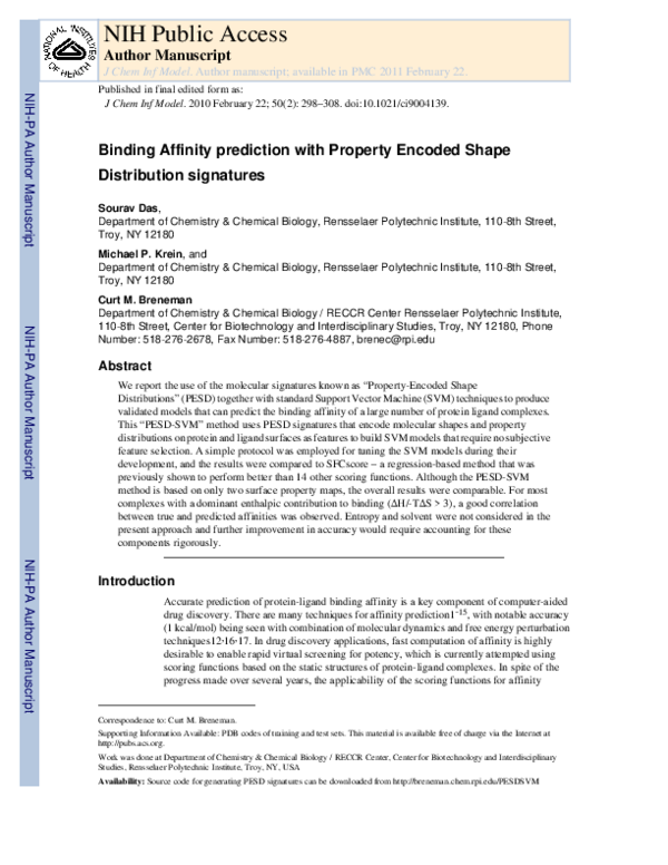 (PDF) Binding Affinity Prediction with Property-Encoded Shape ...