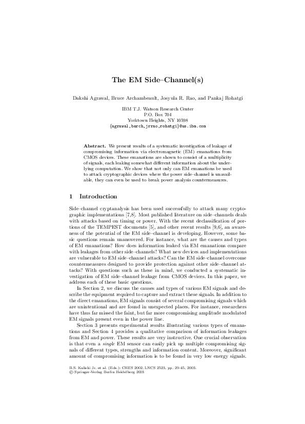 (PDF) The EM Side—Channel(s)
