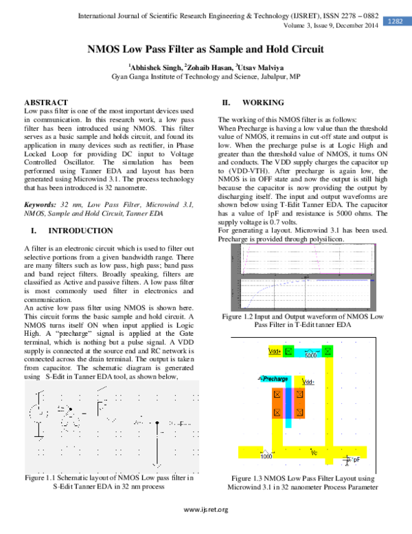 Pdf Nmos Low Pass Filter As Sample And Hold Circuit Utsav Malviya