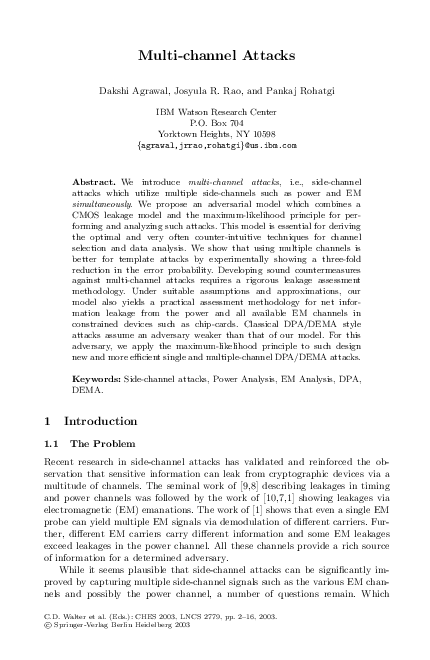 (PDF) Multi-channel Attacks