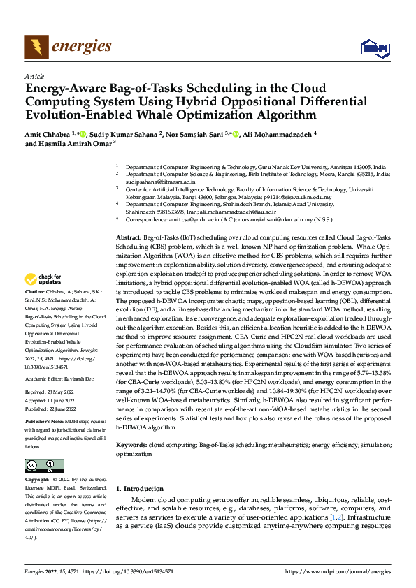 Pdf Energy Aware Bag Of Tasks Scheduling In The Cloud Computing System Using Hybrid 6102