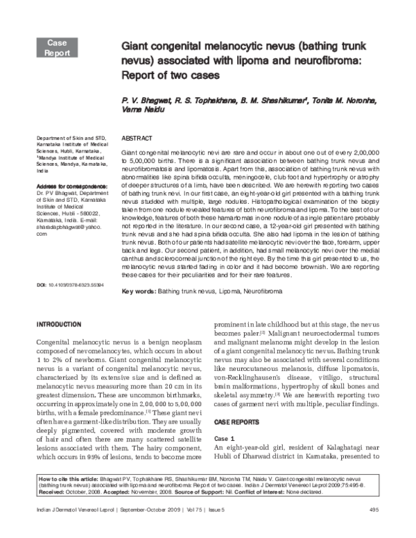 (PDF) Giant congenital melanocytic nevus (bathing trunk nevus ...