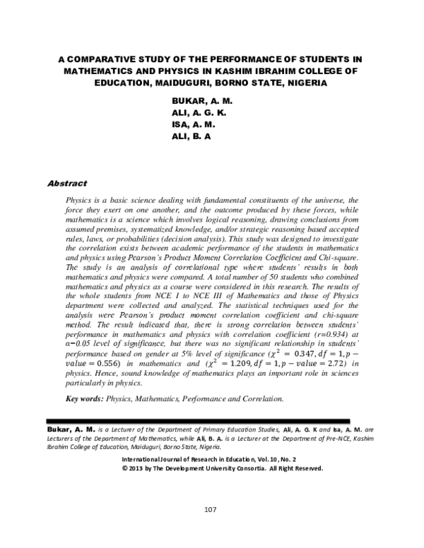 (PDF) A COMPARATIVE STUDY OF THE PERFORMANCE OF STUDENTS IN MATHEMATICS ...