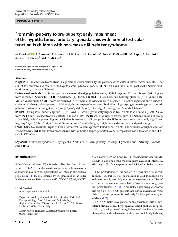 (PDF) From mini-puberty to pre-puberty: early impairment of the ...