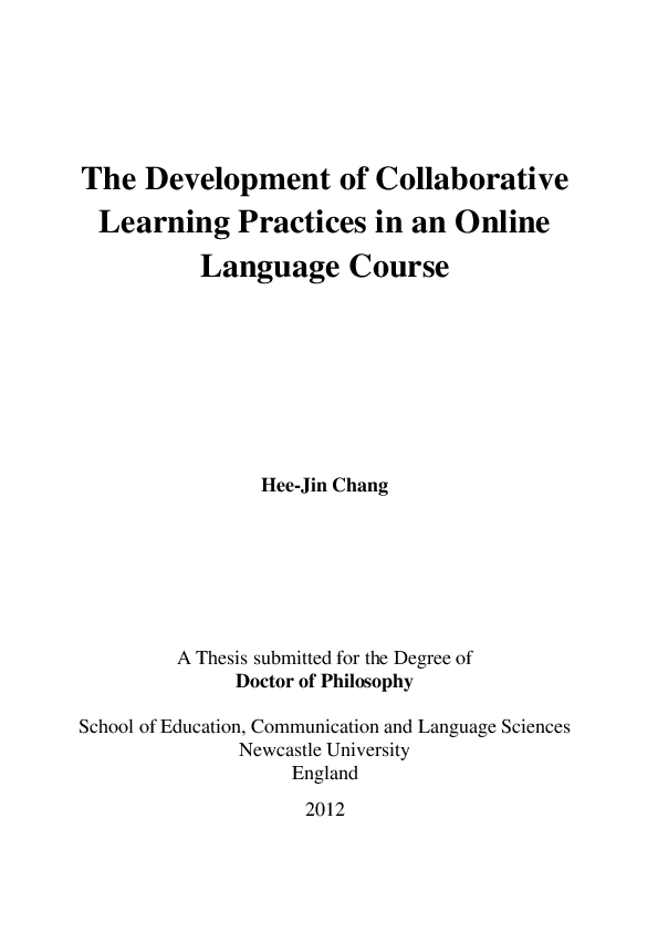 (PDF) The development of collaborative learning practices in an online language course | Heejin ...