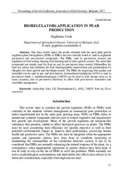 (PDF) Bioregulators Application in Pear Production