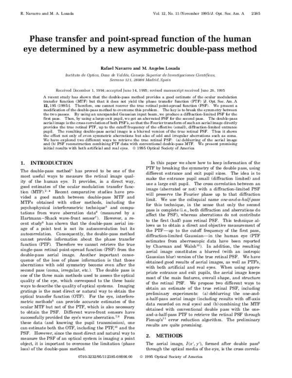 (PDF) Phase transfer and point-spread function of the human eye ...