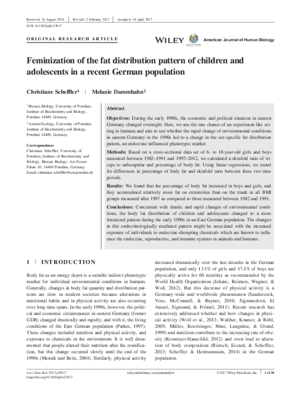 (PDF) Feminization of the fat distribution pattern of children and ...