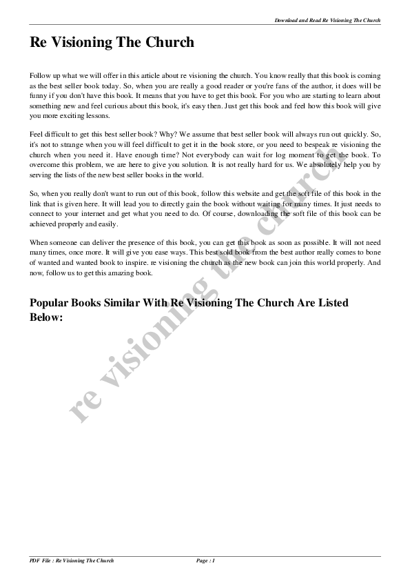 (PDF) Re-Visioning the Church