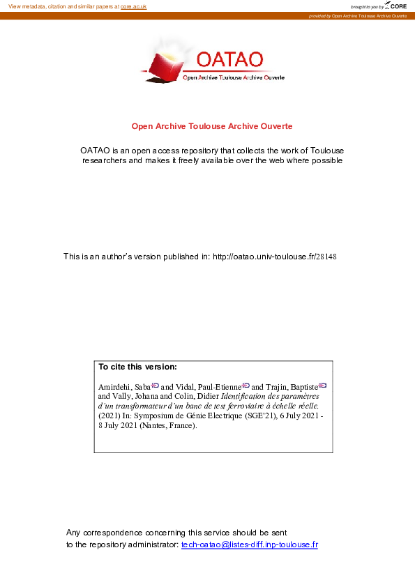 (PDF) Identification des paramètres d’un transformateur d’un banc de ...