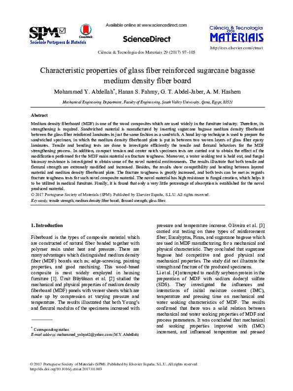 (PDF) Characteristic properties of glass fiber reinforced sugarcane ...