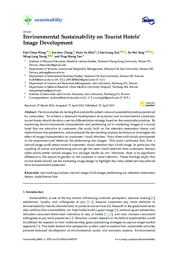 (PDF) Environmental Sustainability on Tourist Hotels’ Image Development