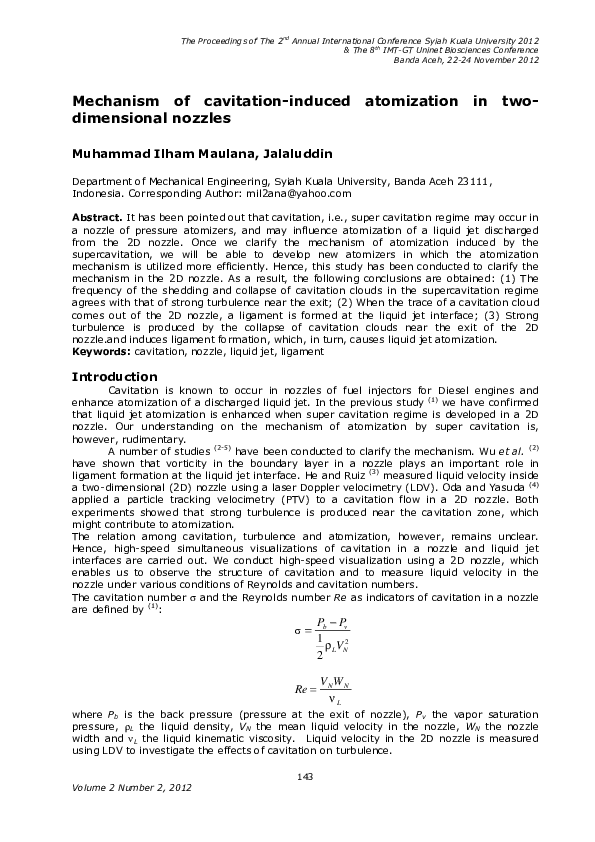 (PDF) Mechanism of cavitation-induced atomization in two-dimensional ...