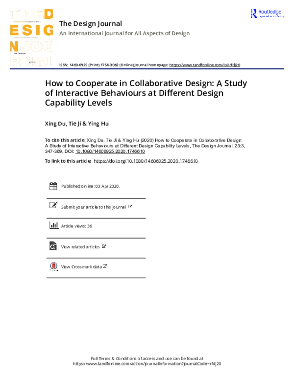 (PDF) How to Cooperate in Collaborative Design: A Study of Interactive ...