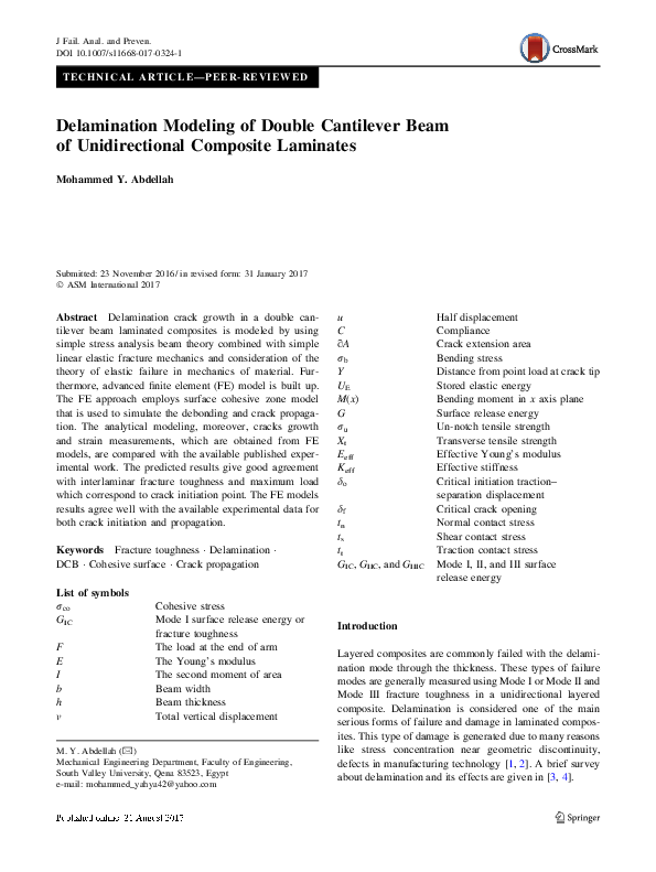 Pdf Modeling Delamination In Composite Beams