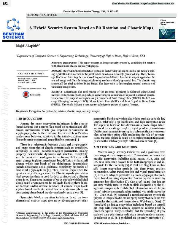 Pdf A Hybrid Security System Based On Bit Rotation And Chaotic Maps 9243
