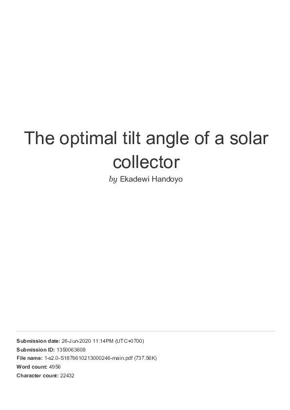 (PDF) The Optimal Tilt Angle of a Solar Collector