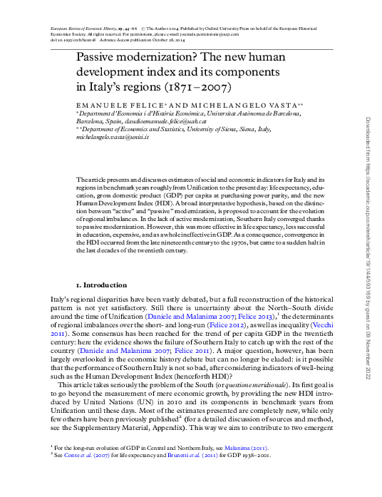 (PDF) Passive modernization? The new human development index and its ...