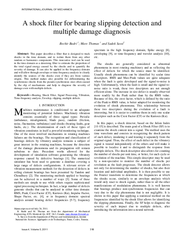 (PDF) A shock filter for bearing slipping detection and multiple damage ...