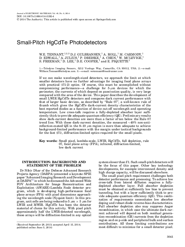 (PDF) Small-Pitch HgCdTe Photodetectors