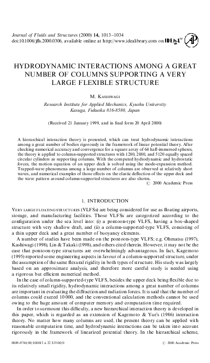 (PDF) Hydrodynamic Interactions Among a Great Number of Columns Supporting a Very Large Flexible ...