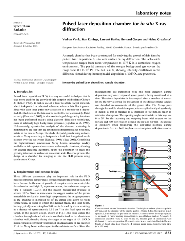 (PDF) Pulsed laser deposition chamber forin situX-ray diffraction
