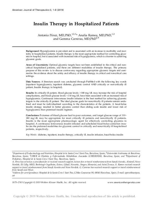 (PDF) Insulin Therapy in Hospitalized Patients