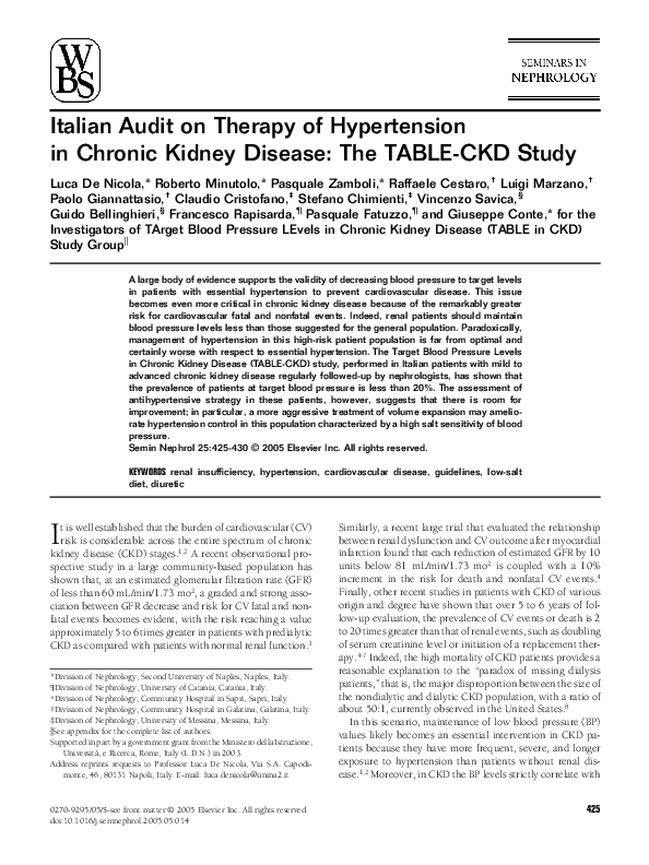 (PDF) Italian Audit on Therapy of Hypertension in Chronic Kidney ...